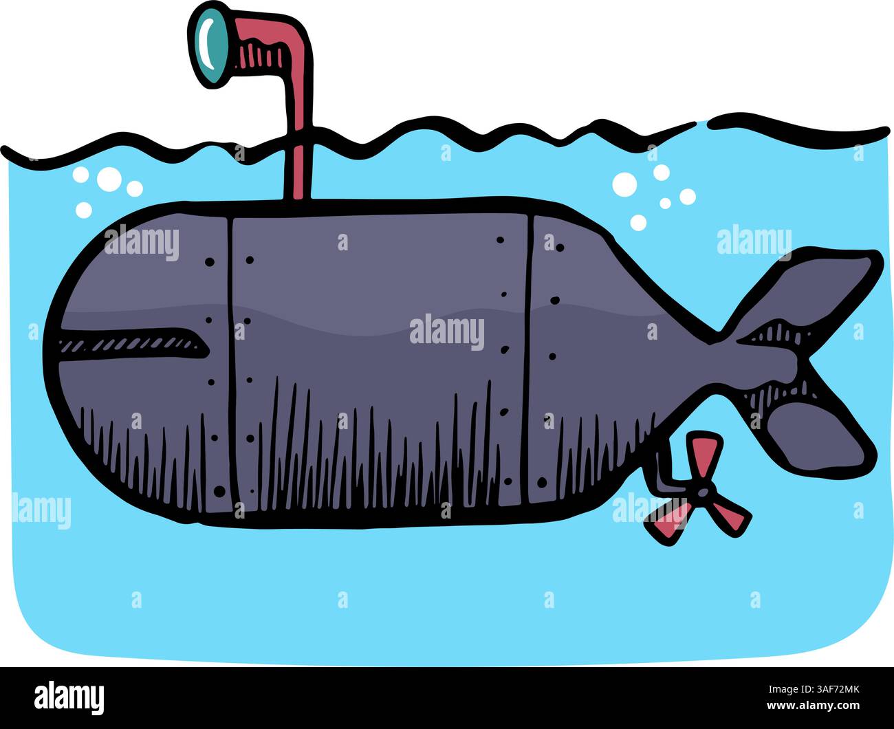 grey submarine hand drawn color vector illustration Stock Vector Image ...