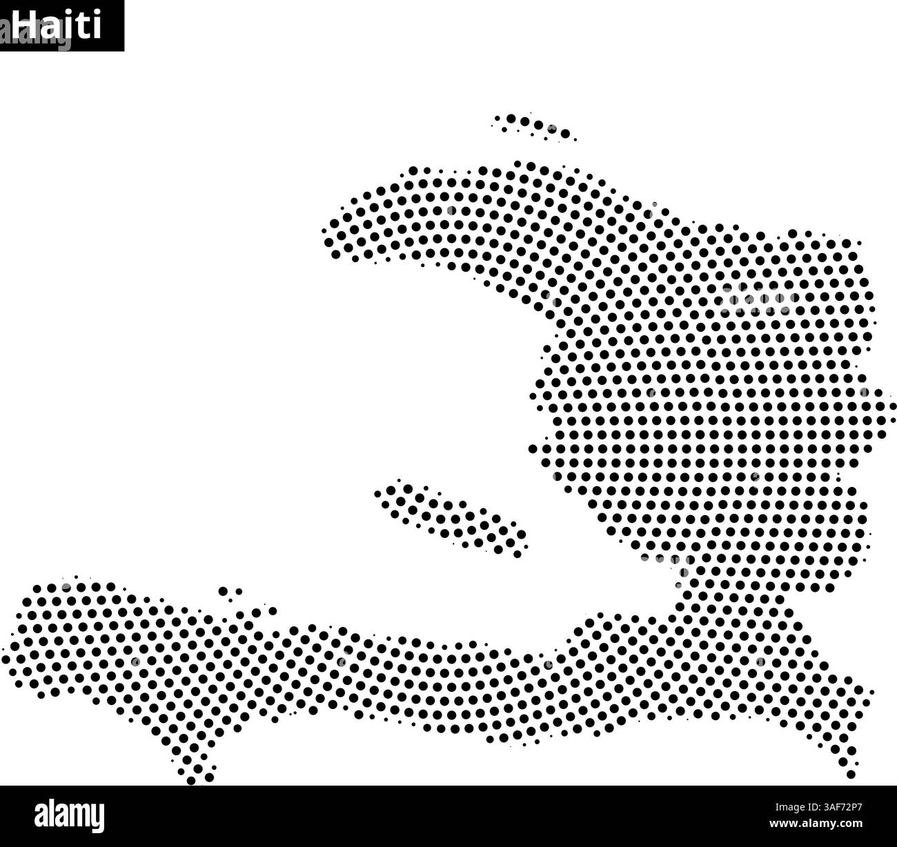 This map showcases the outline of Haiti in a dotted texture against a ...
