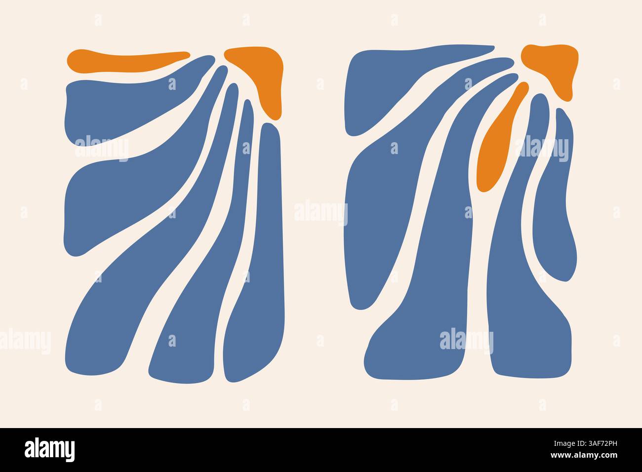 Groovy abstract flower art set. Organic doodle shapes in trendy naive ...