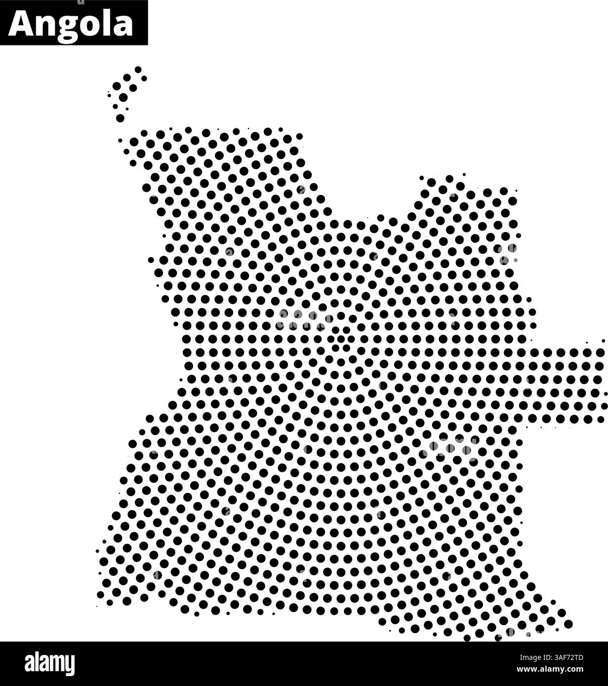 A detailed outline of Angola is represented using dot patterns ...