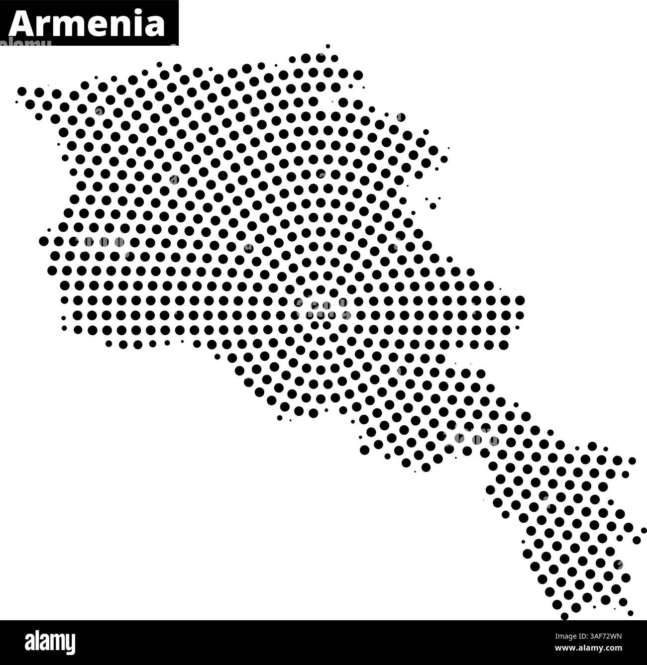 A unique dotted map illustrates Armenia's geographical outline and key ...