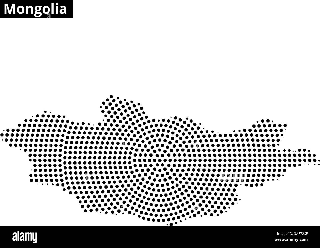 A detailed dotted map representation of Mongolia, showcasing its shape ...
