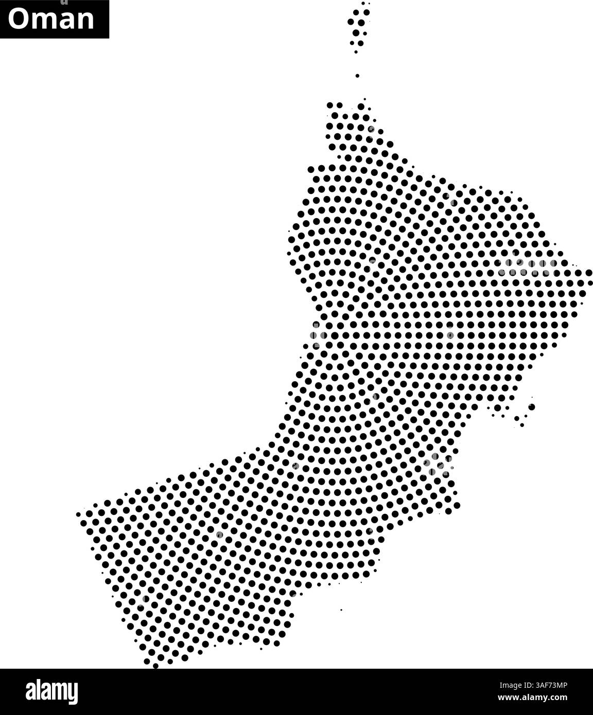 A detailed outline of Oman illustrated with a dotted texture ...