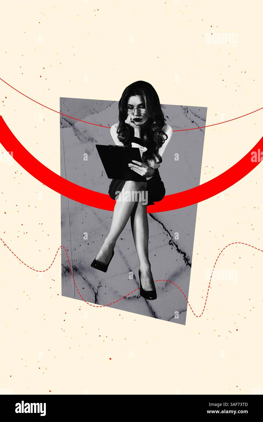 Composite photo collage design trend sketch of young lady businesswoman ...
