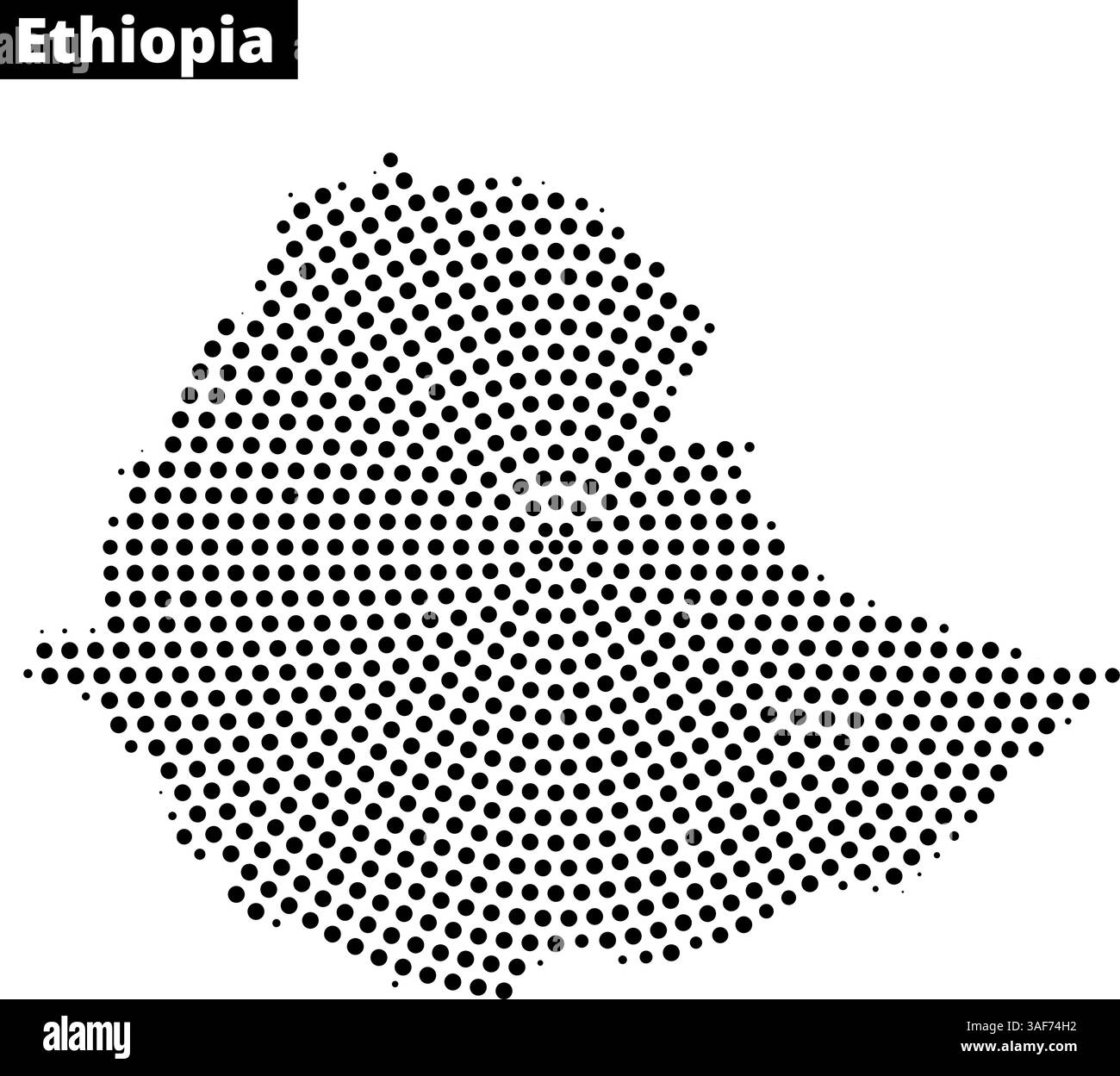 This artwork features the outline of Ethiopia, using a creative dotted pattern and subtle design ...