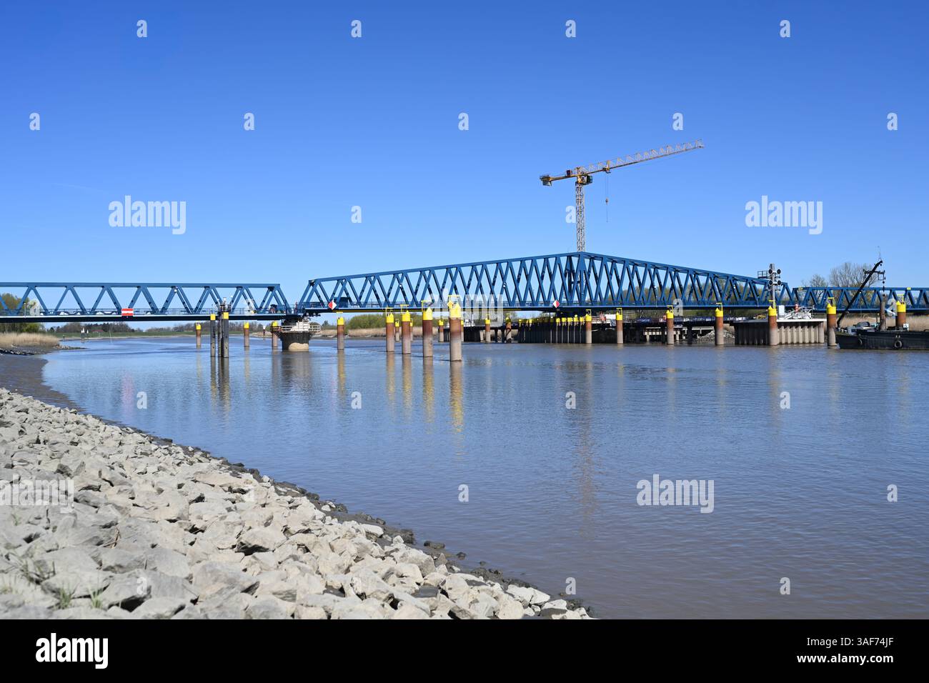 Weener, Germany. 07th Apr, 2025. The Friesenbrücke bridge in Weener ...