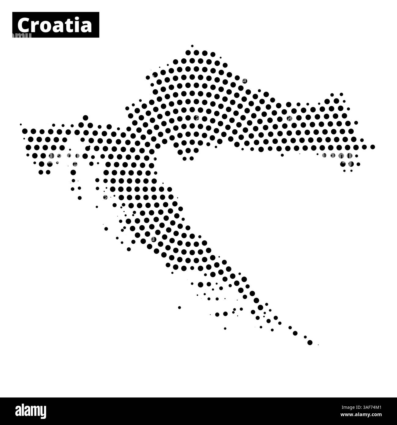 The outline of Croatia is displayed in a dotted style, set against a ...