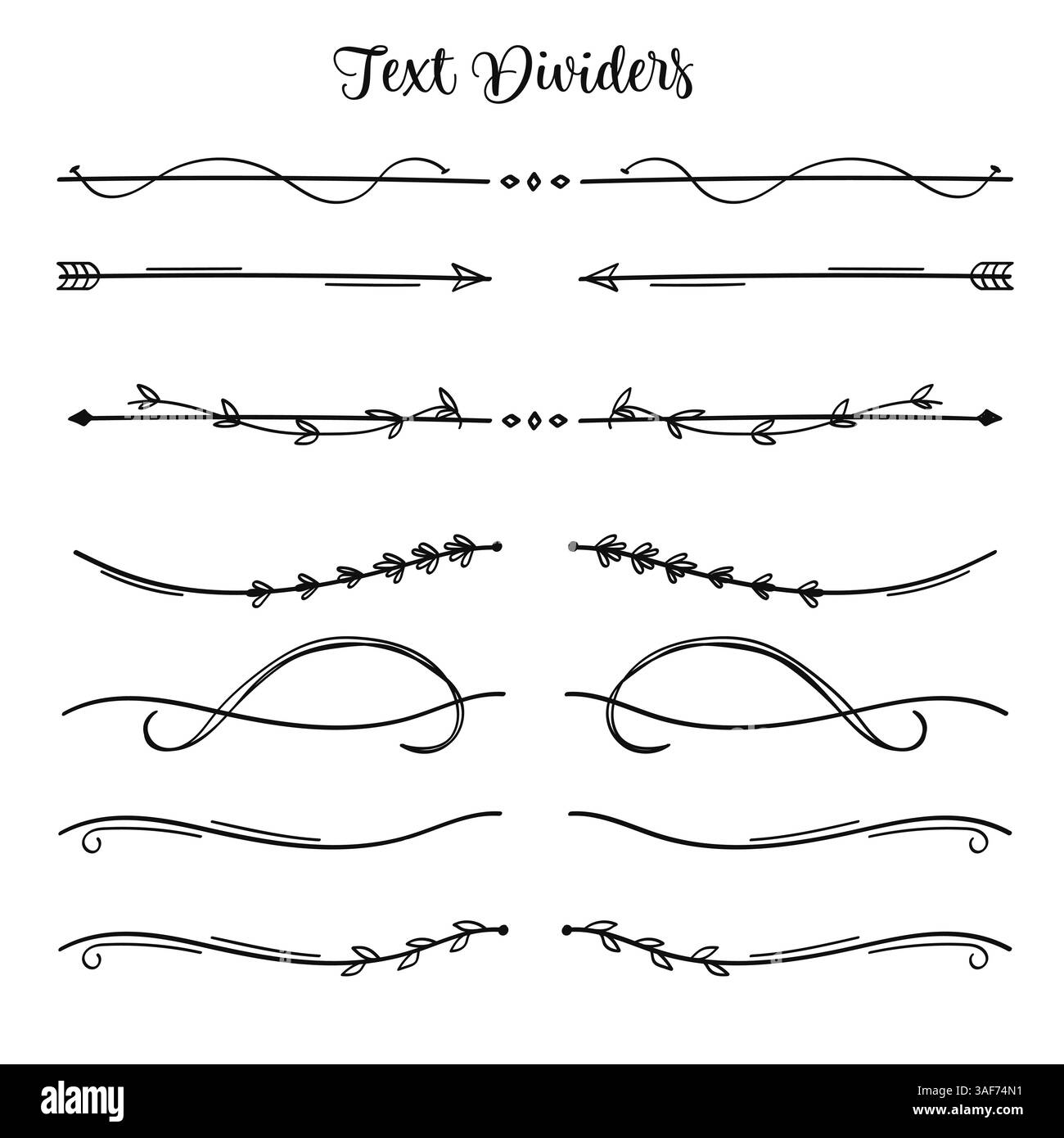 Hand - drawing nature text divider for text layout separator decoration element collection ...