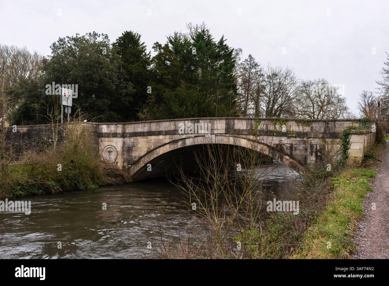 View from Causeway towards Bypass bridge in Romsey along the Romsey ...