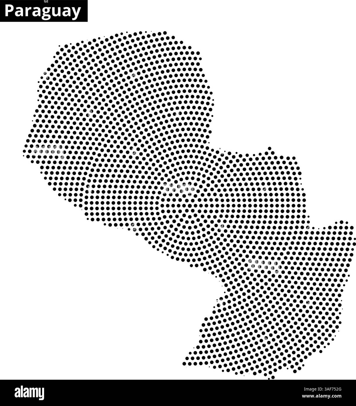 A dotted outline displays the shape of Paraguay, emphasizing its ...