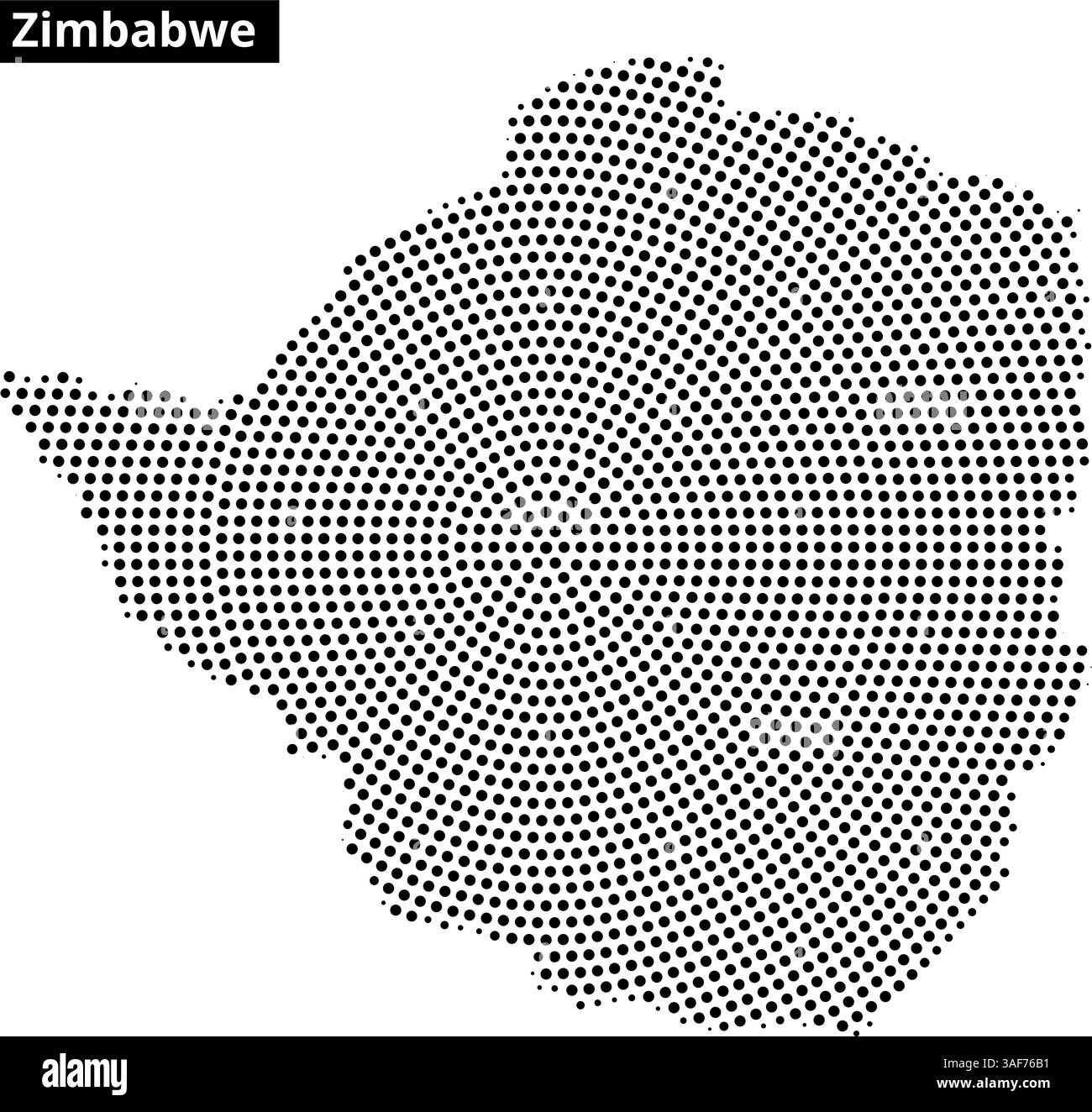 A dot pattern map of Zimbabwe, highlighting the country's geographical ...