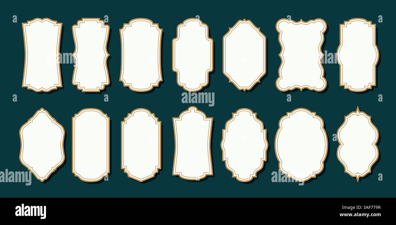 Set of 14 blank vintage style label designs featuring decorative ...