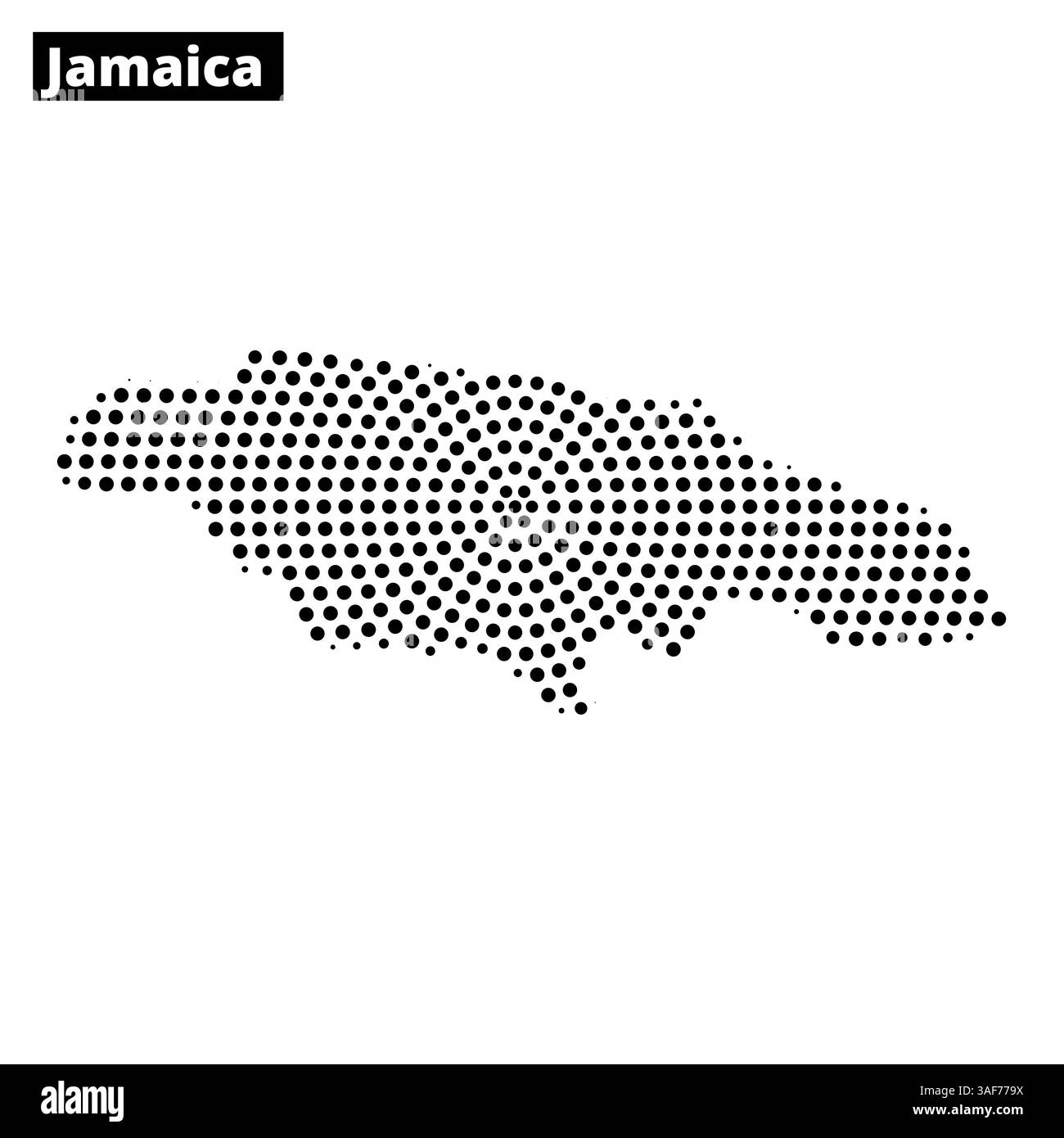 Dotted pattern outlines the shape of Jamaica on a plain white ...