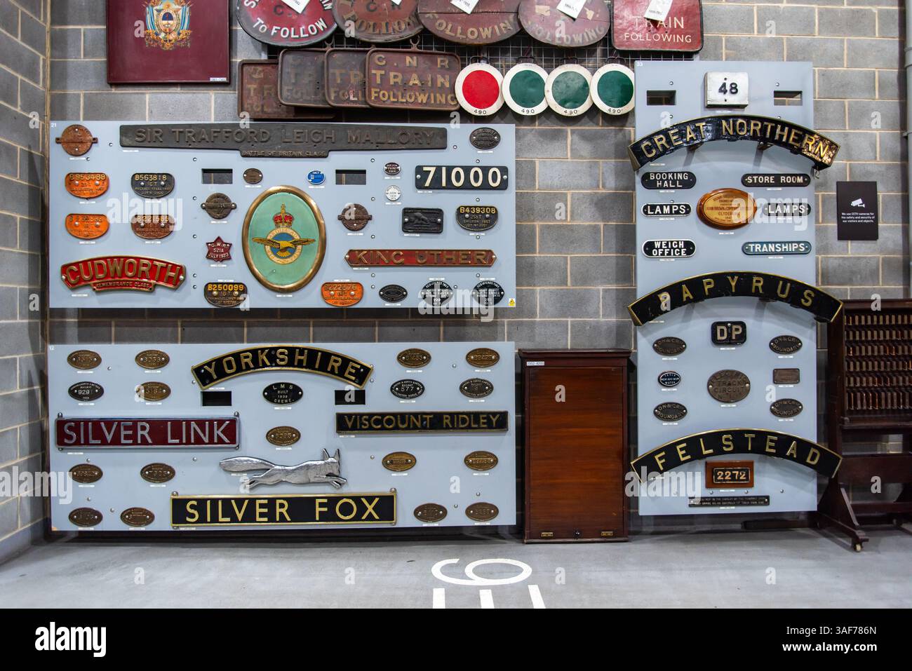 Railway signs and nameplates. Part of the collection in The North Shed ...