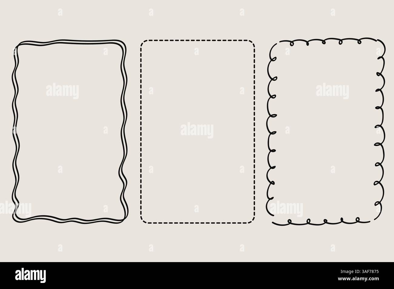 Collection of doodle hand drawn trendy frames with wavy lines and ...