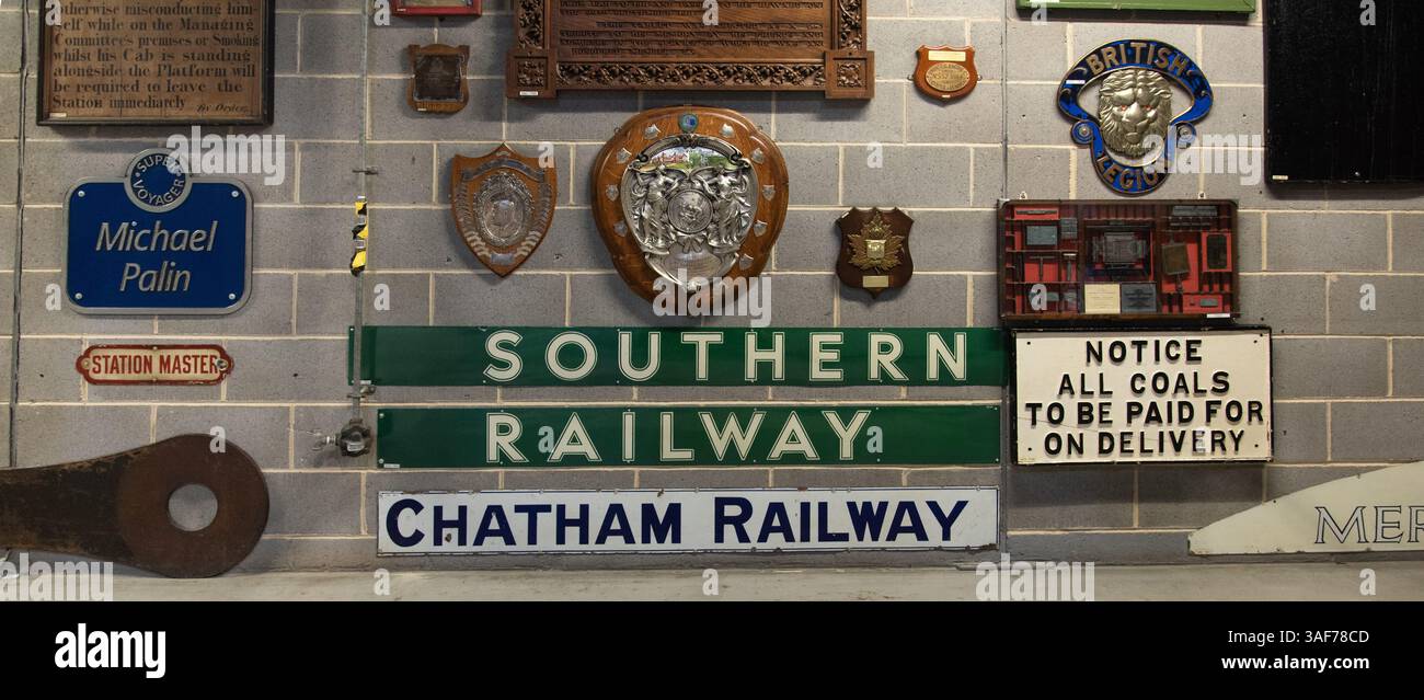 Railway signs and nameplates. Part of the collection in The North Shed ...