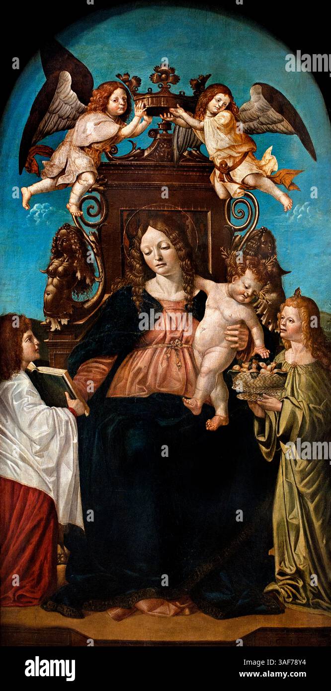 The Virgin and Child on a throne surrounded by four angels 1510 Luigi de Donati 1491-1534 Italy ...