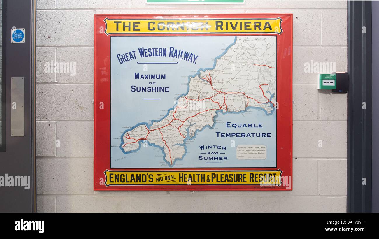 Great Western Railway sign and map for the Cornish Riviera. Part of the ...