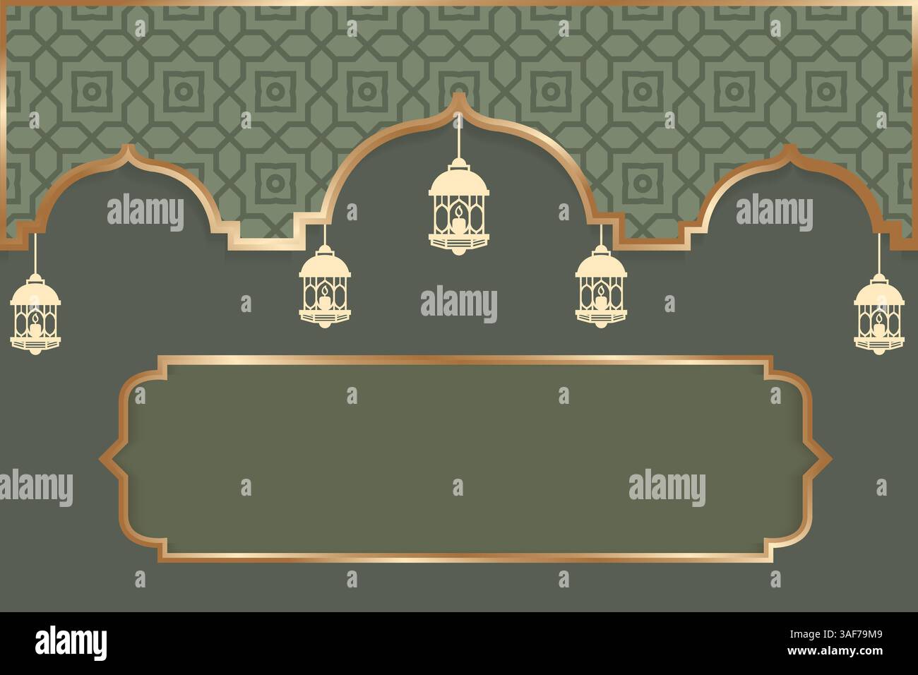 Islamic with decorative elements and green background.Vector ...