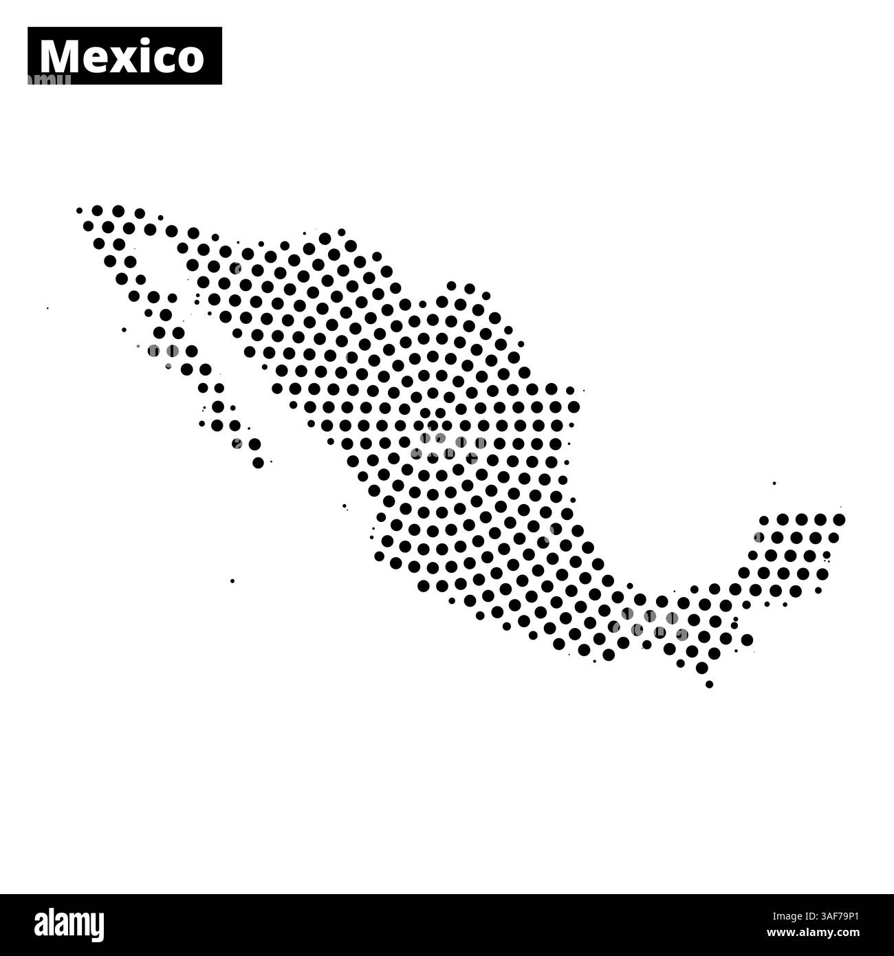 A detailed map of Mexico is represented using dotted patterns ...