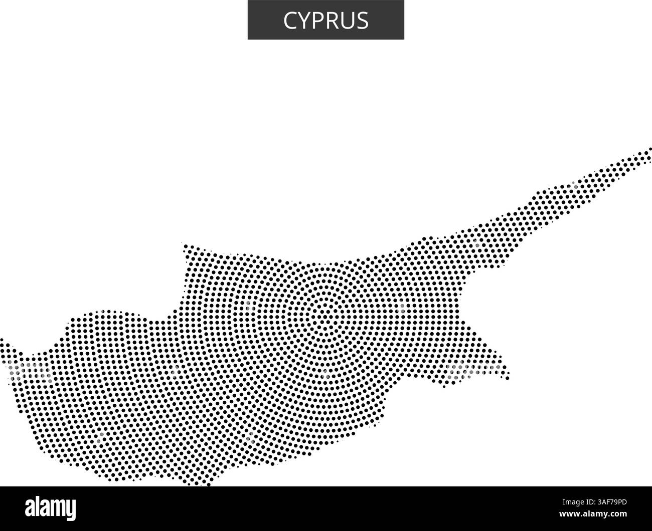 A dotted map of Cyprus is showcased on a white background, emphasizing ...