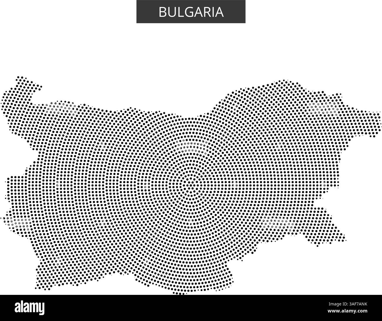 Detailed outline of Bulgaria presented in a dotted style, highlighting ...