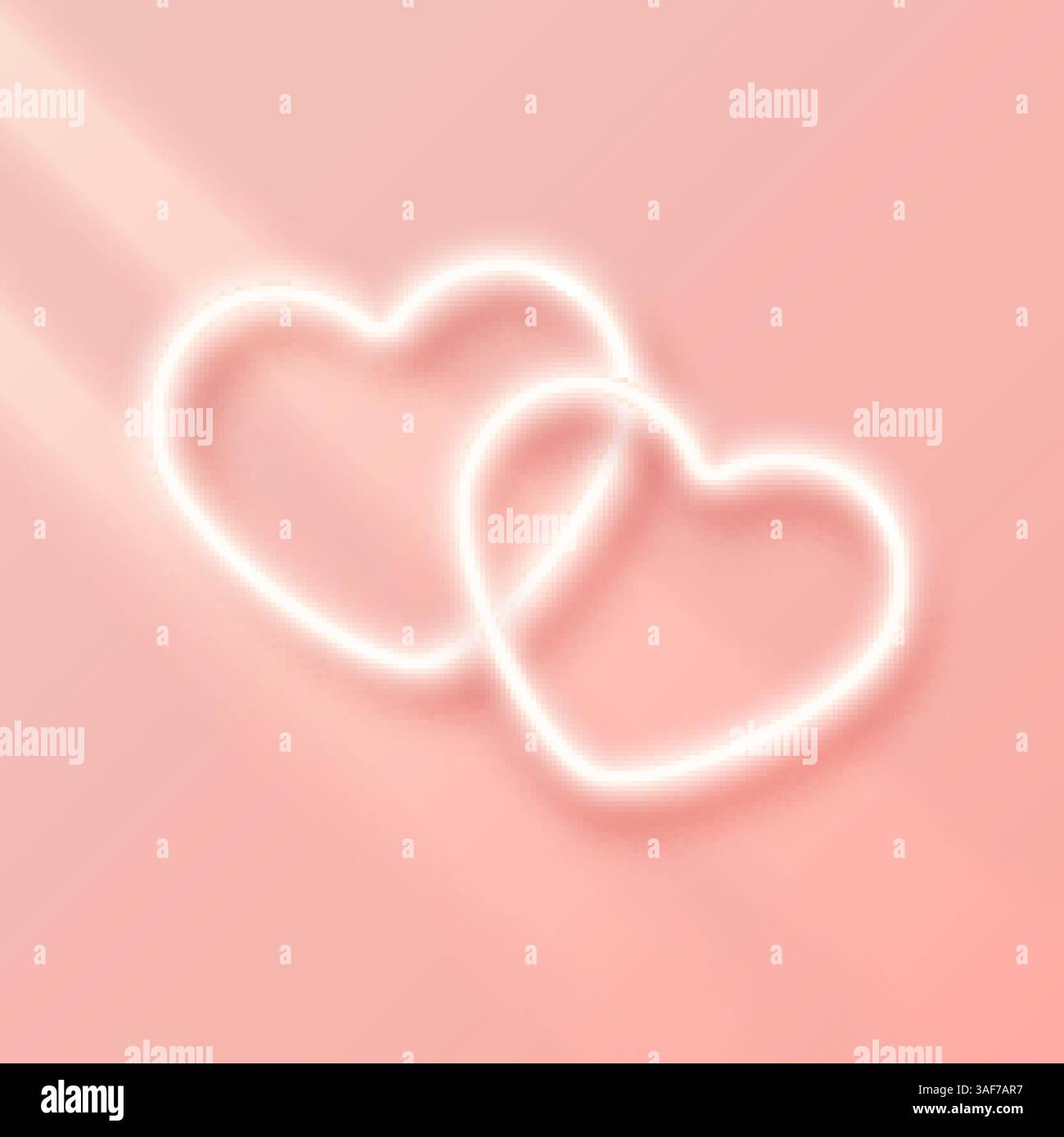 Two luminous heart outlined with a soft glow on a peach gradient ...
