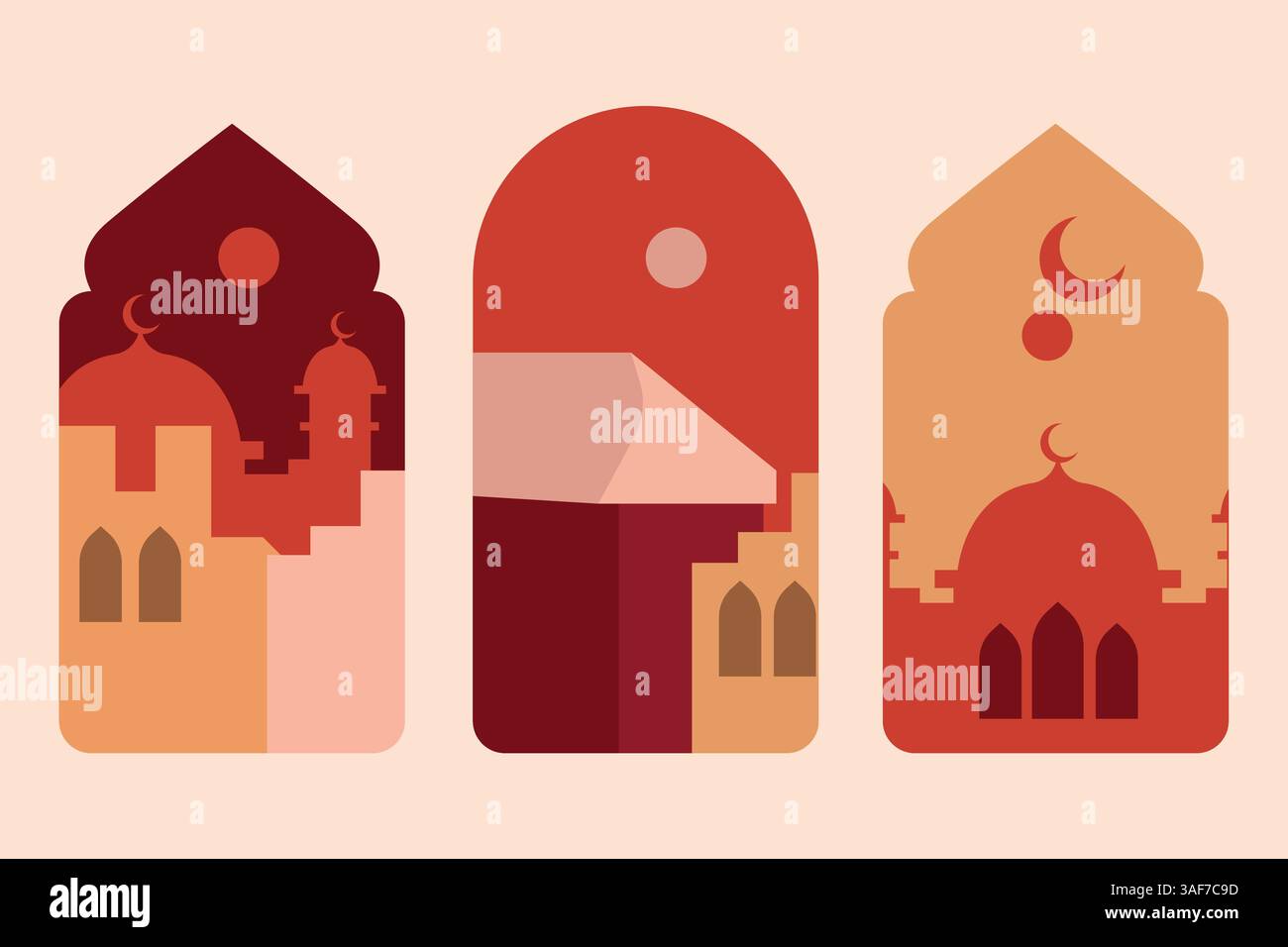 Set of elements Islamic window for eid al fitr. Vector illustration ...