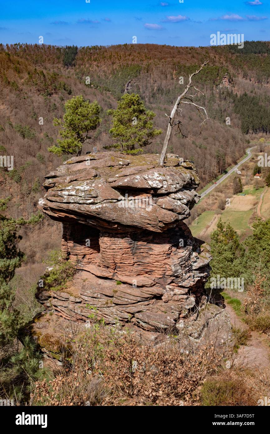 Runder Hut, pilzförmiger Fels im Pfälzerwald Wernersberg Rheinland ...