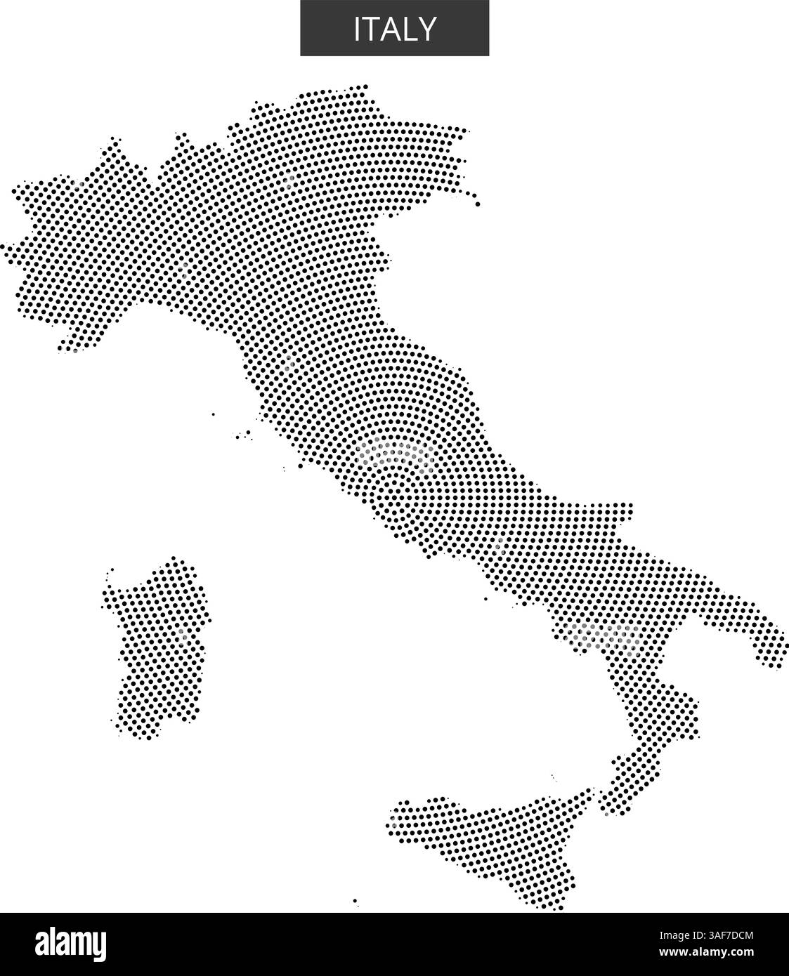 A dotted outline map of Italy highlights its geographical shape. This ...