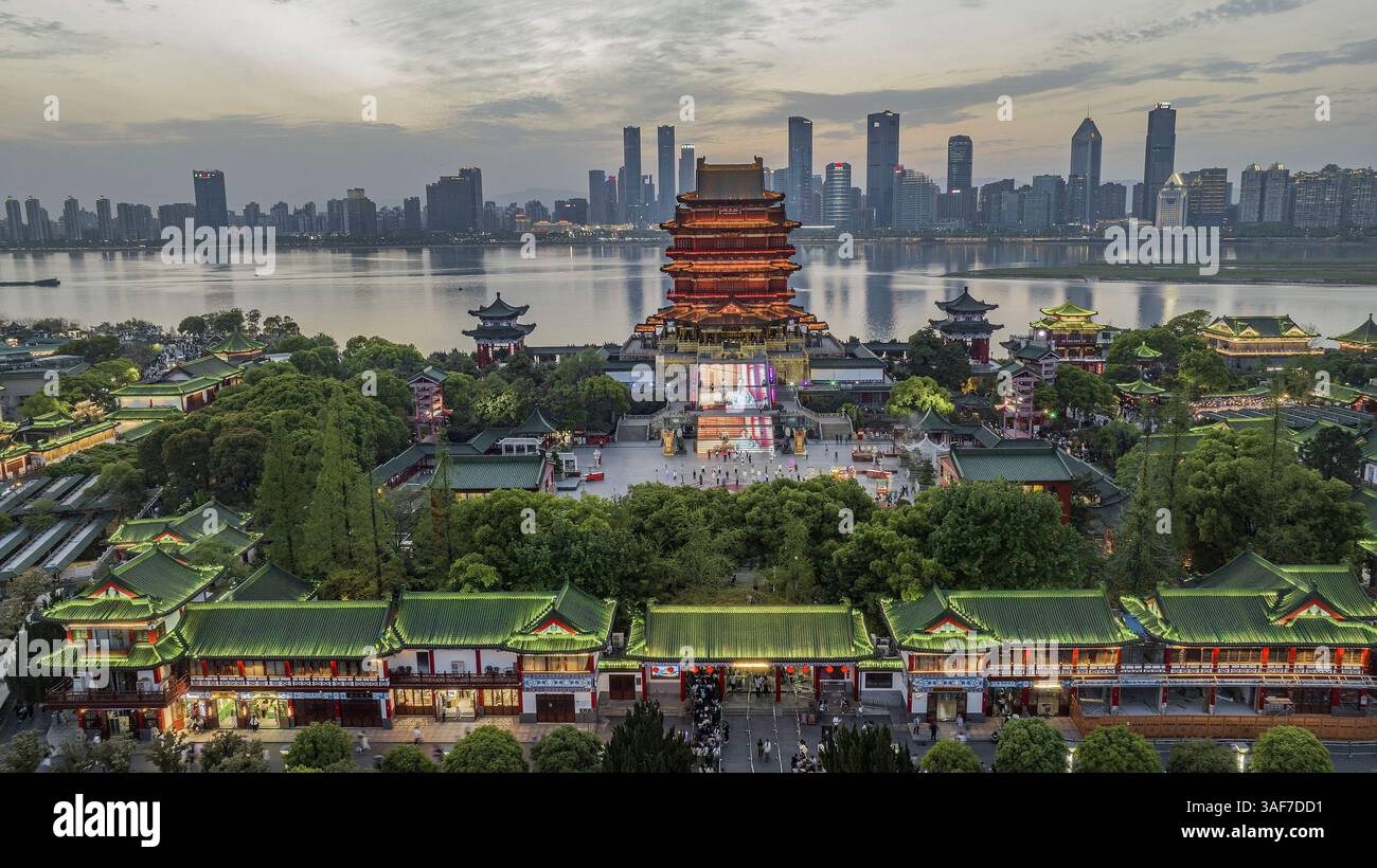 Tengwang Pavilion stands by the Gan River, in Nanchang city in central ...