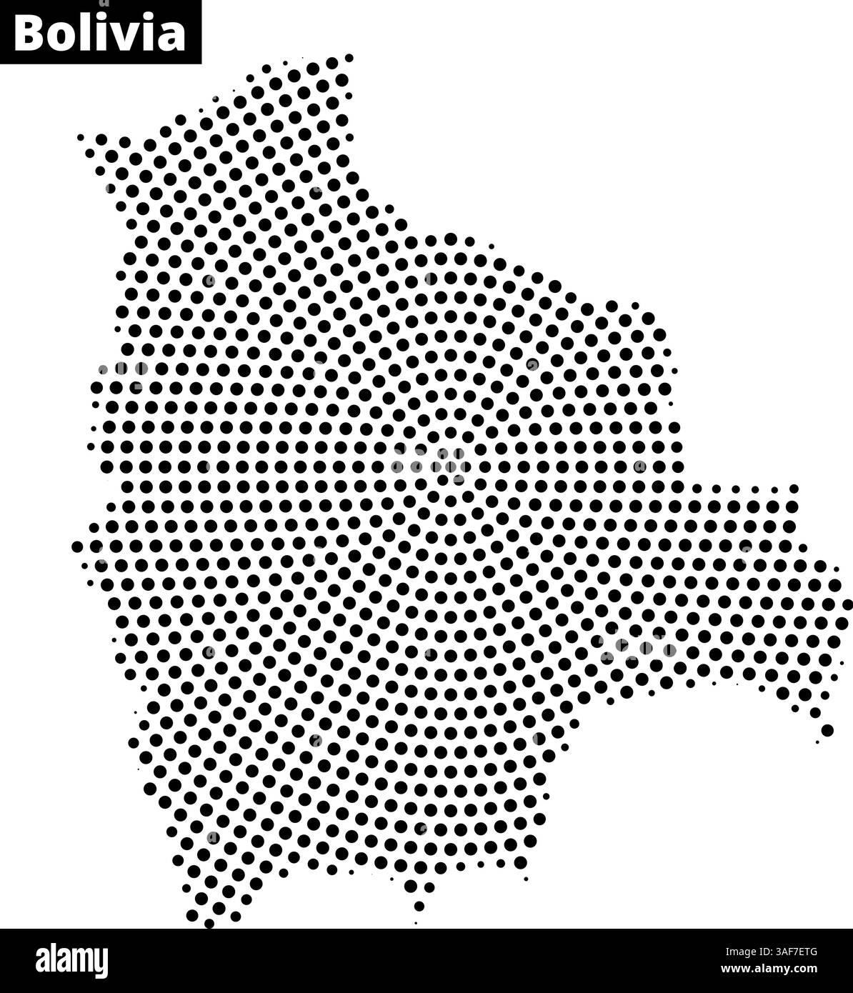 A detailed dotted design illustrating the geographical shape of Bolivia ...
