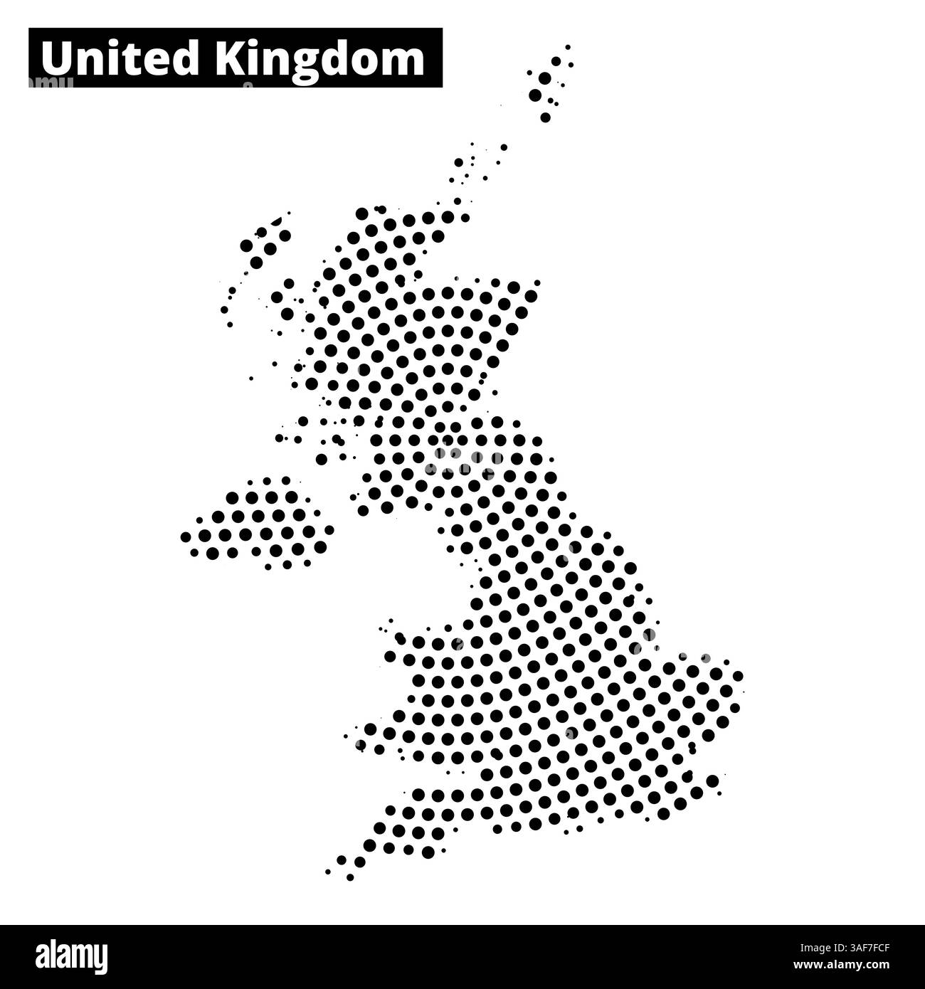 A dotted map outline of the United Kingdom showcases its geographical ...