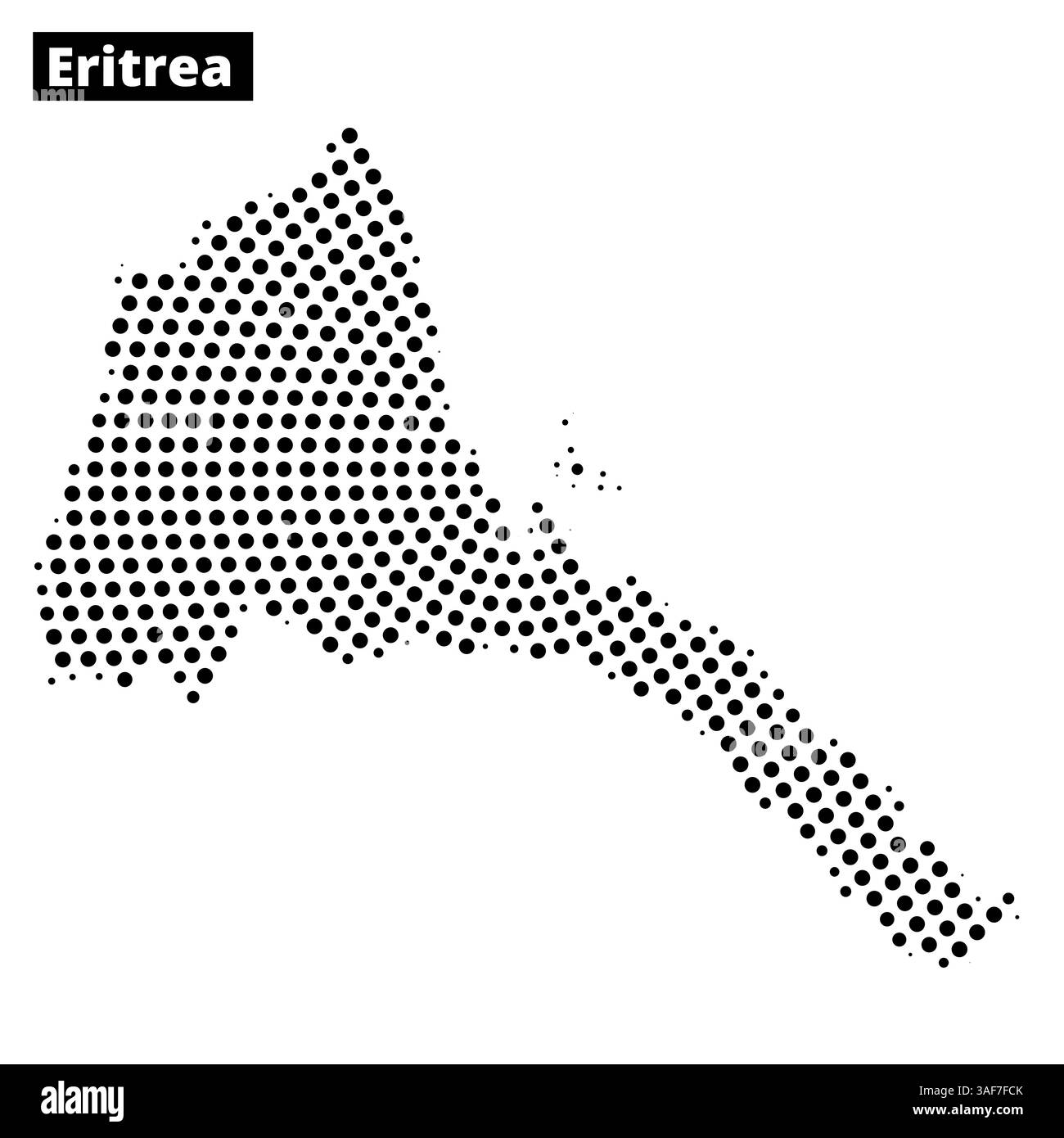 This detailed outline of Eritrea displays its geographic borders and unique shape highlighting ...