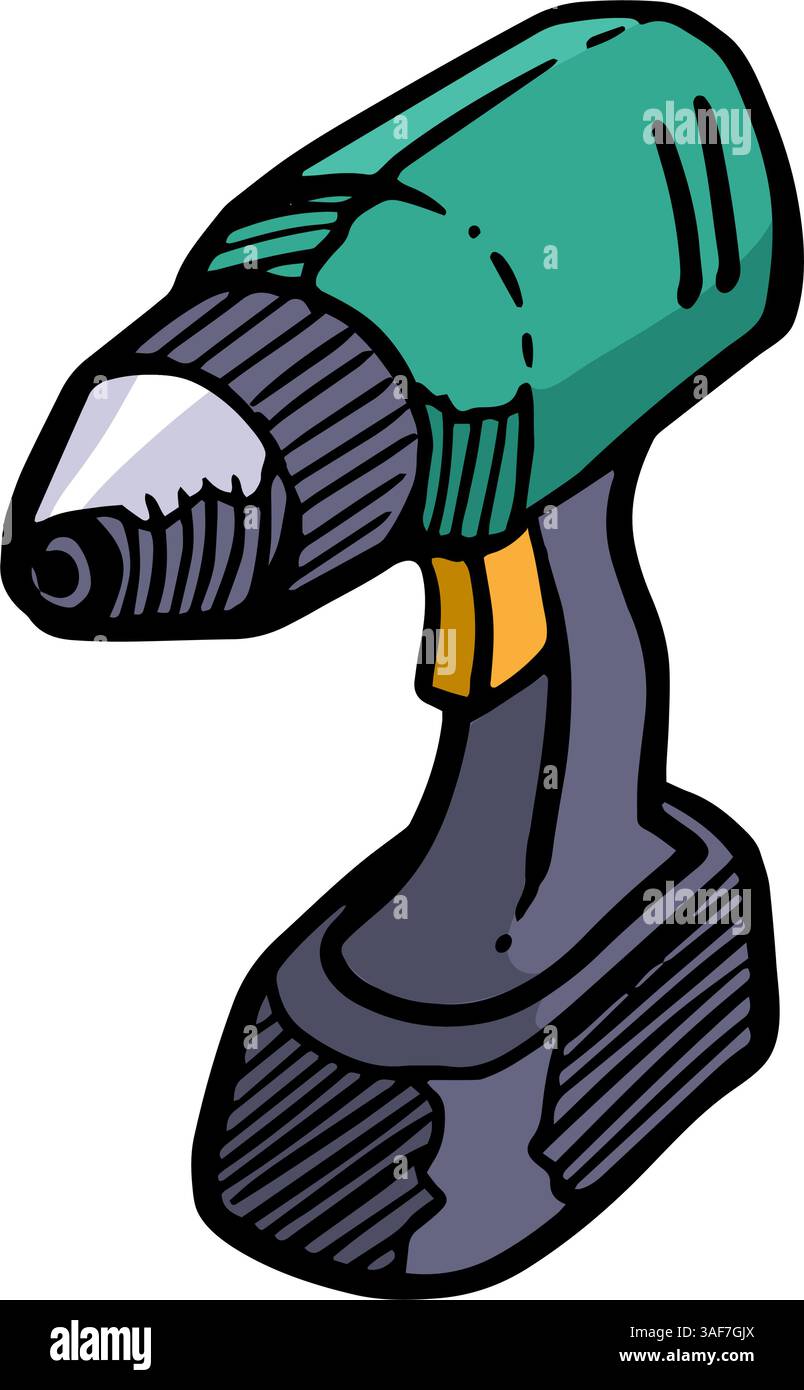 electric drill icon hand drawn color vector illustration Stock Vector ...