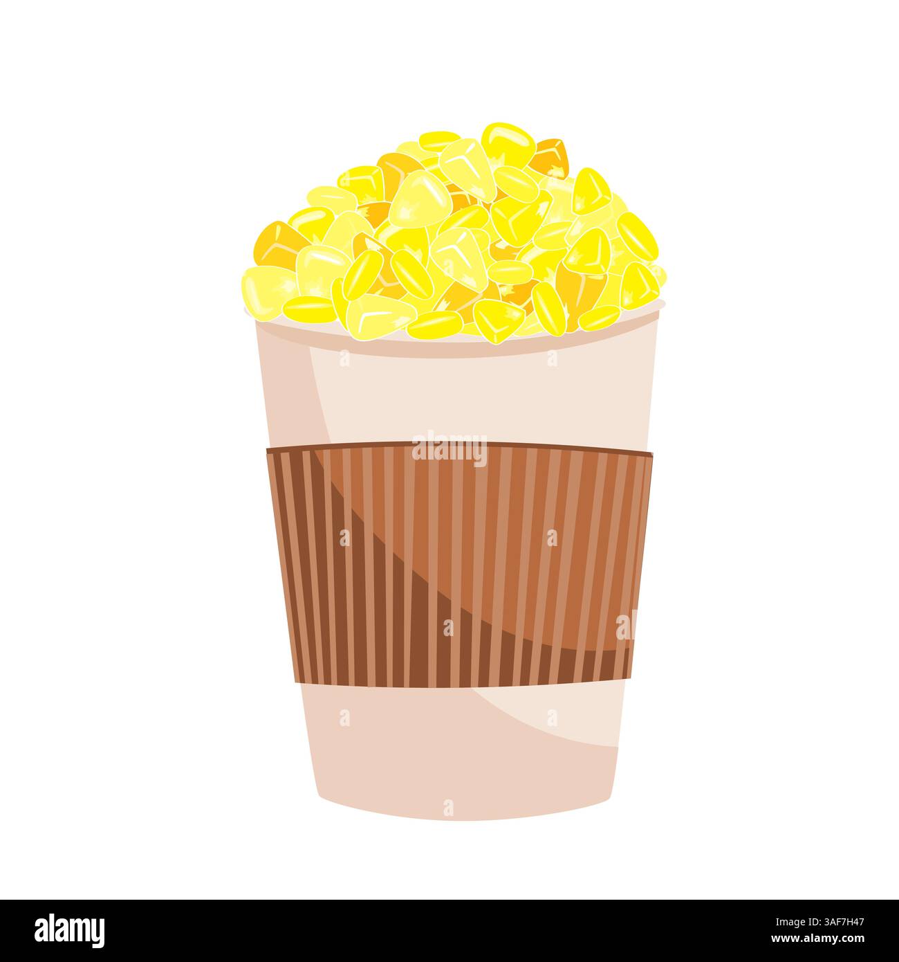 Cup of hot fresh boiled corn. Fast, tasty, and tasty meal. Vector ...