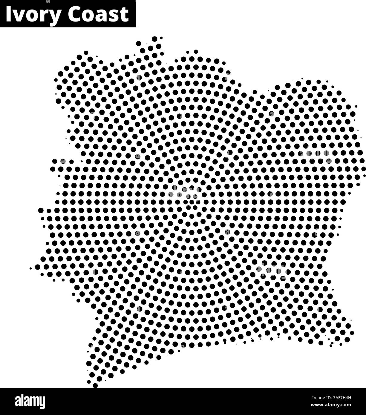 A textured representation of the geographic outline of Ivory Coast ...