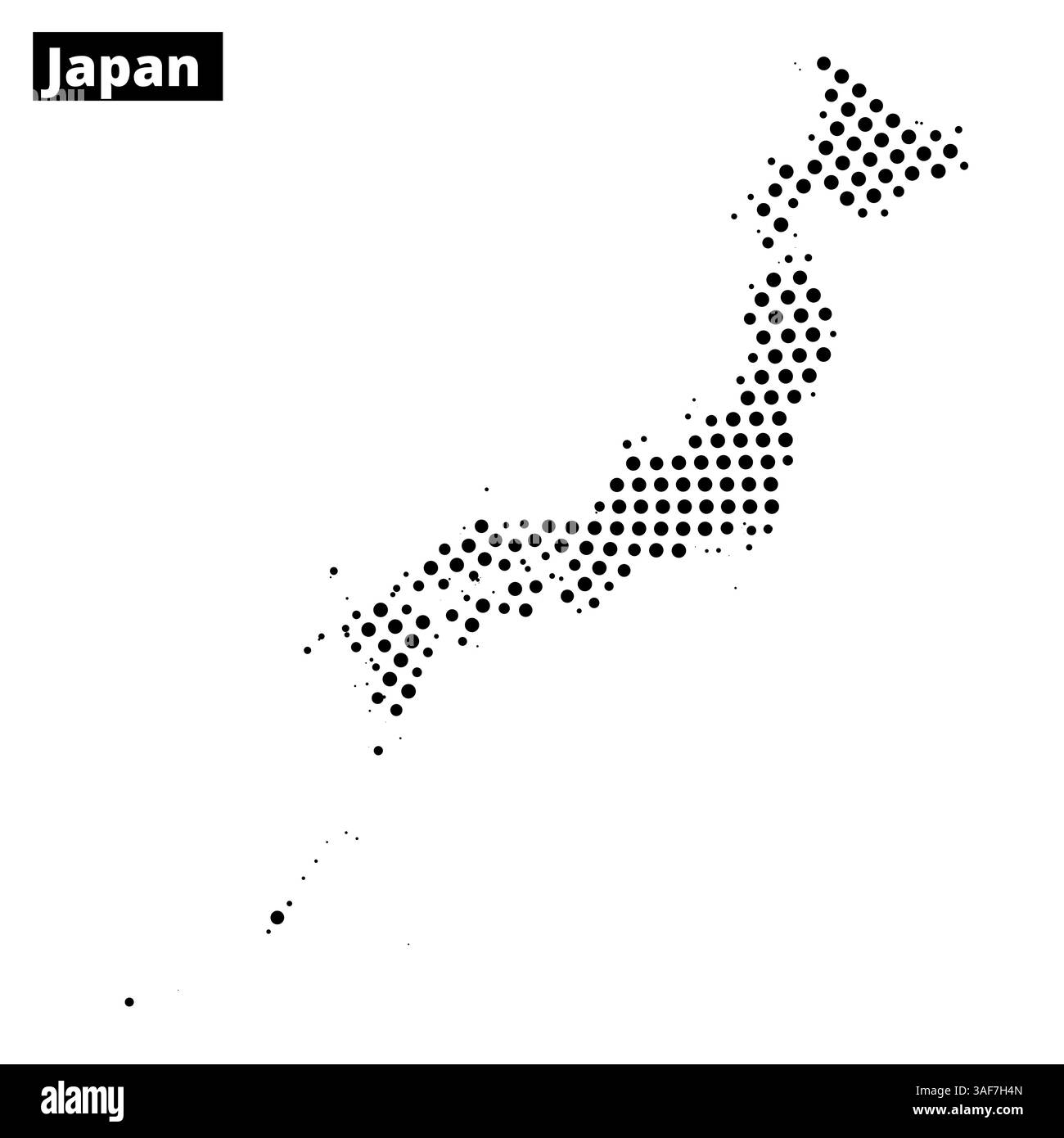 A dotted representation of Japan highlights its distinct geographic ...