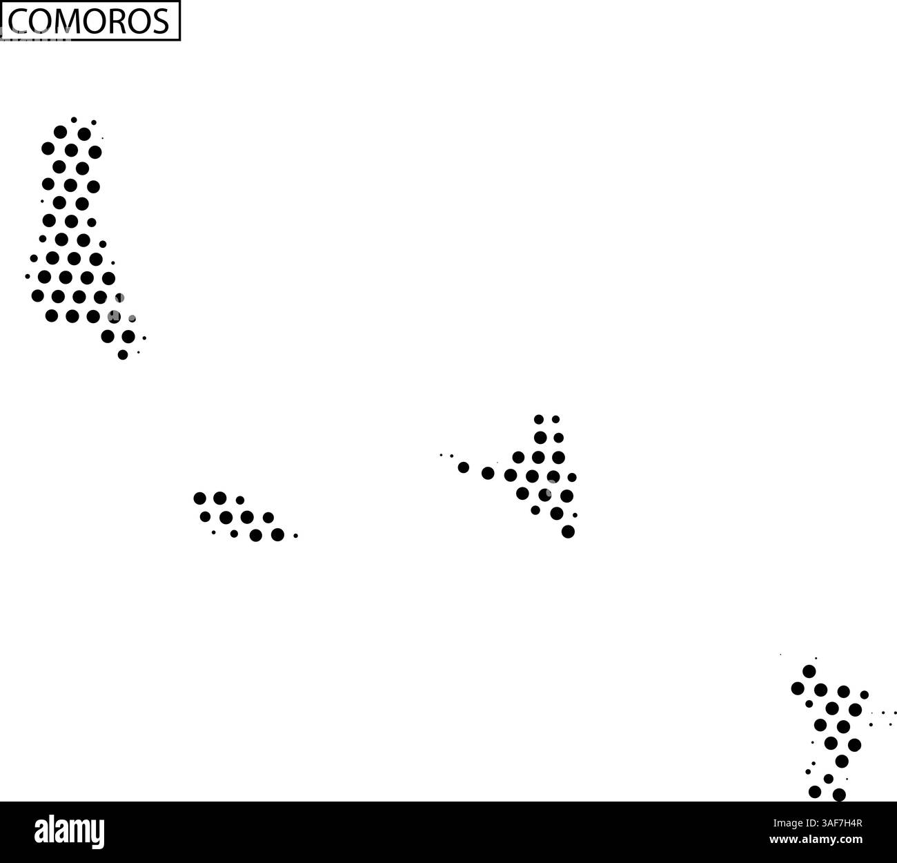 Detailed map outline highlighting the islands of Comoros with ...