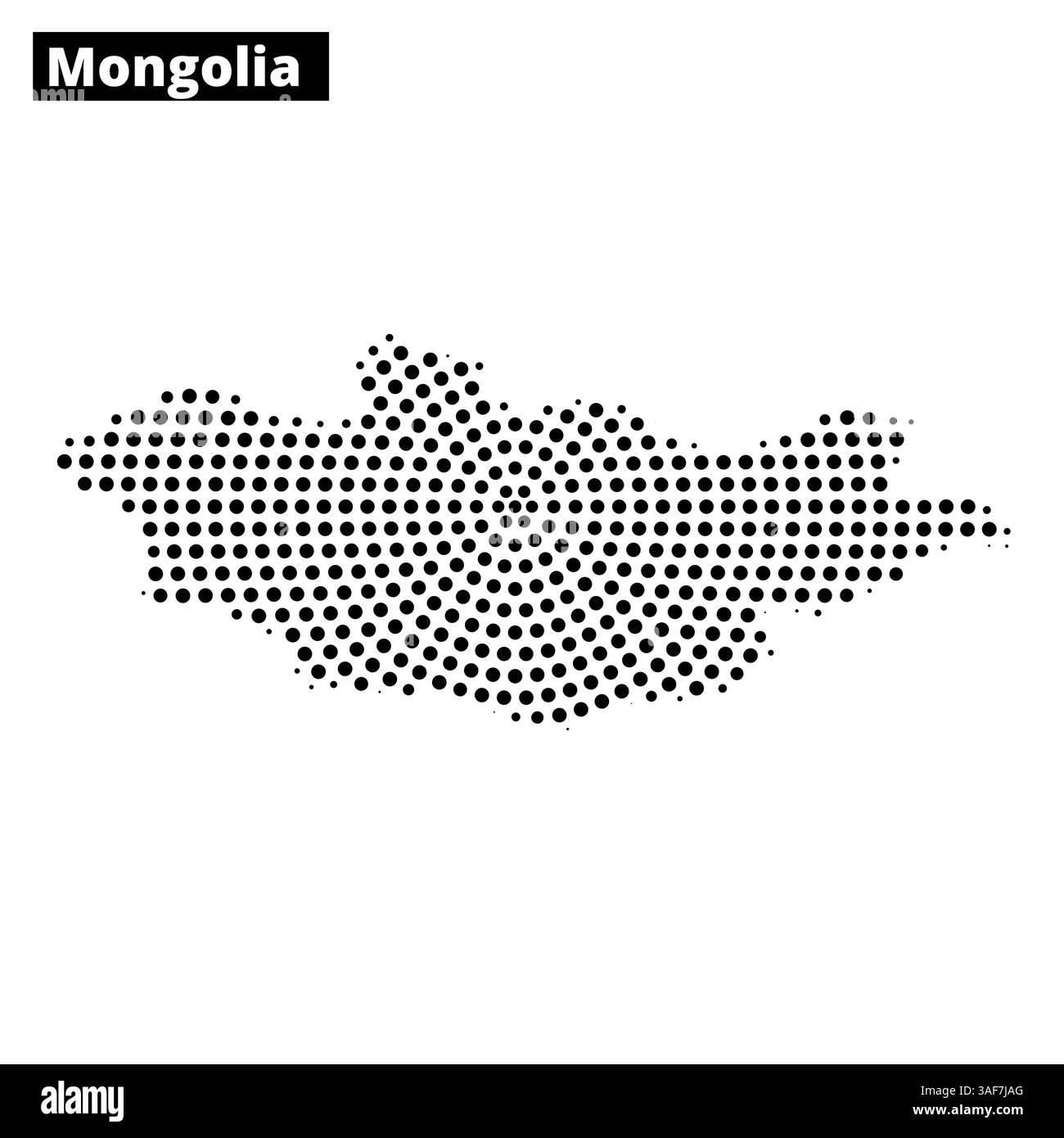A detailed dotted map representation of Mongolia, showcasing its shape ...