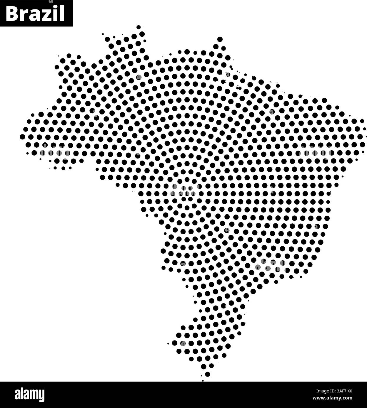 A dotted representation displays the outline of Brazil, highlighting its distinct geographical ...