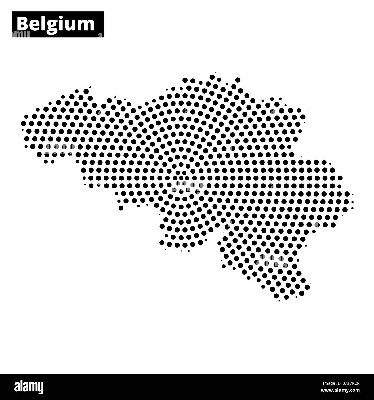 A detailed map of Belgium showcases the country's shape using a unique ...