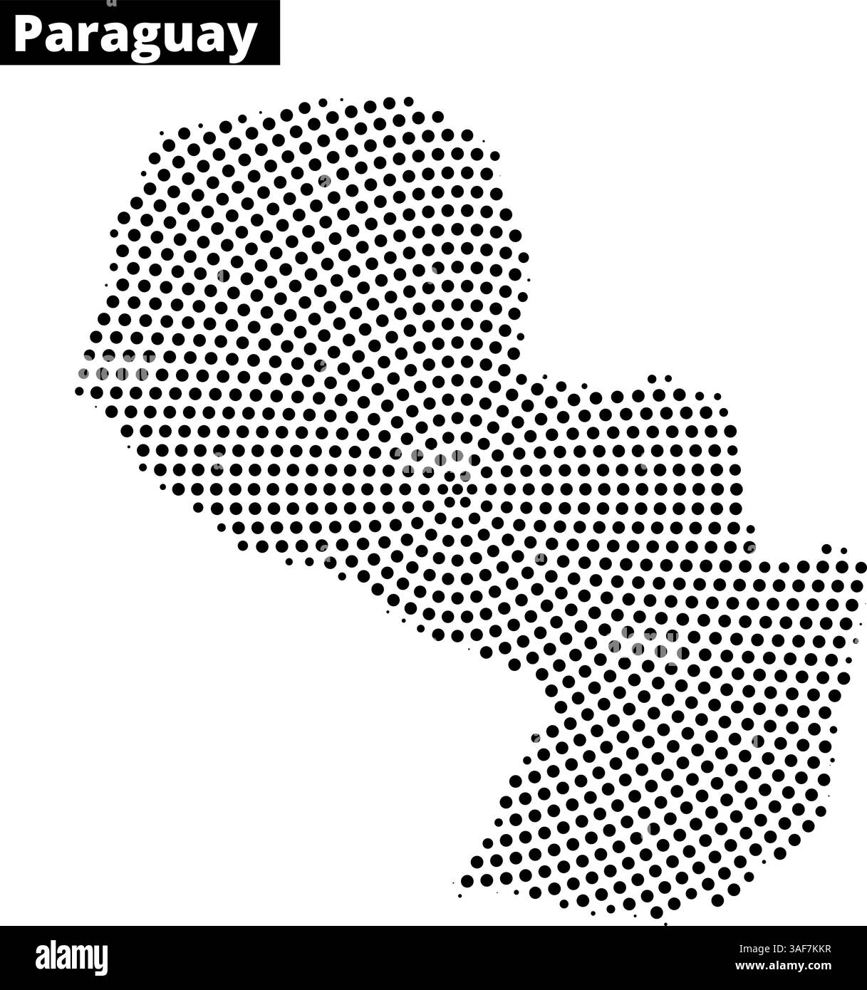 A dotted outline displays the shape of Paraguay, emphasizing its ...