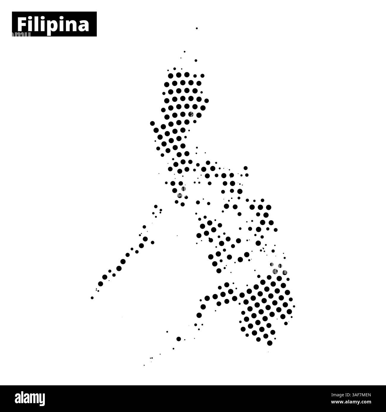 A dotted map representing the shape of the Philippines, focusing on its ...