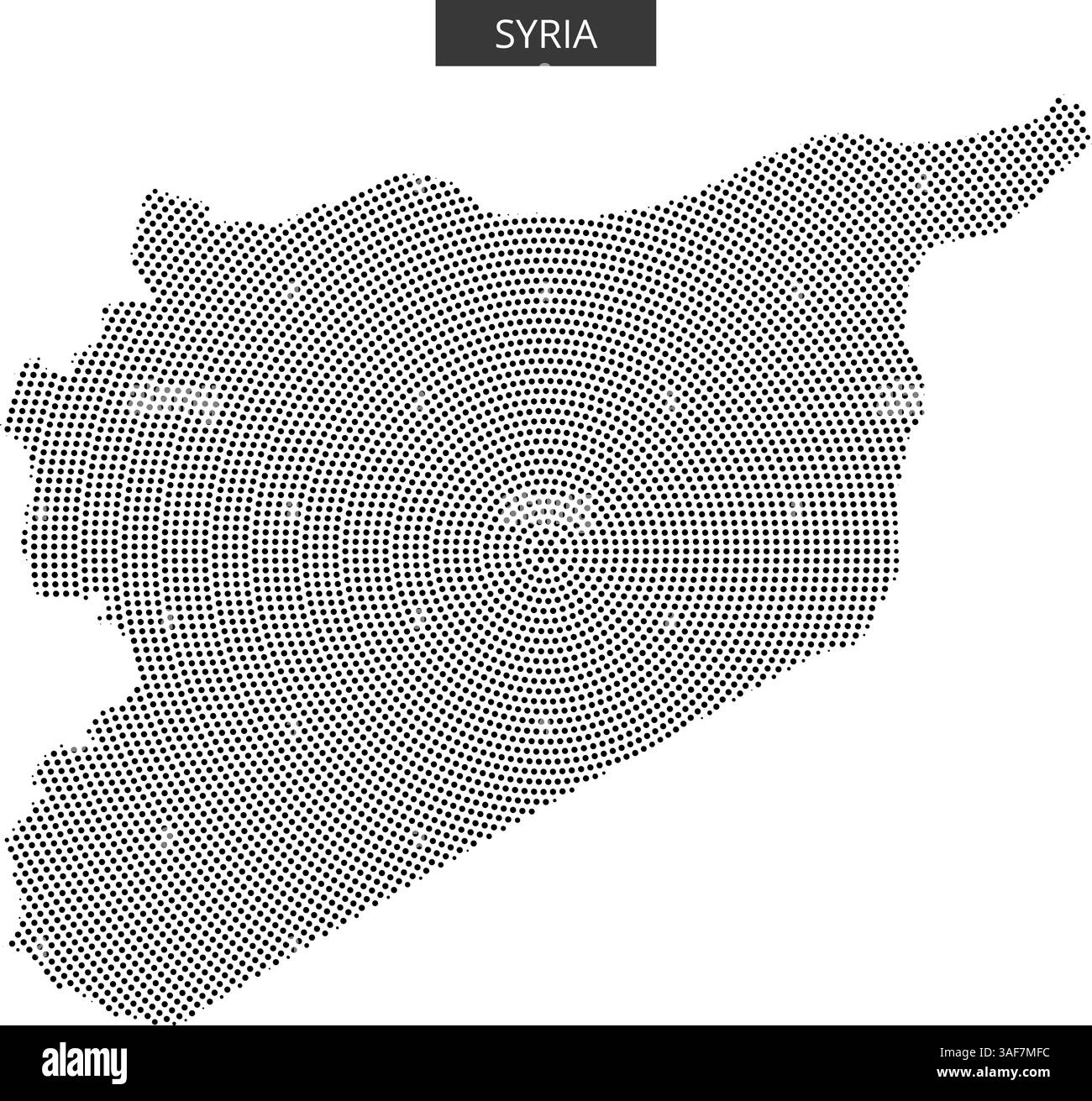 Detailed dot pattern illustrates the geographic outline of Syria ...