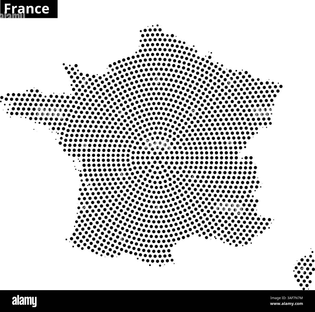 Detailed representation of France using black dots to form its ...