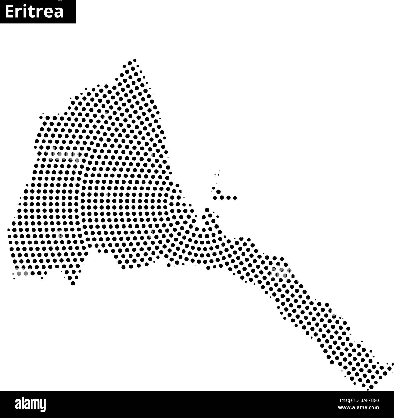This detailed outline of Eritrea displays its geographic borders and unique shape highlighting ...