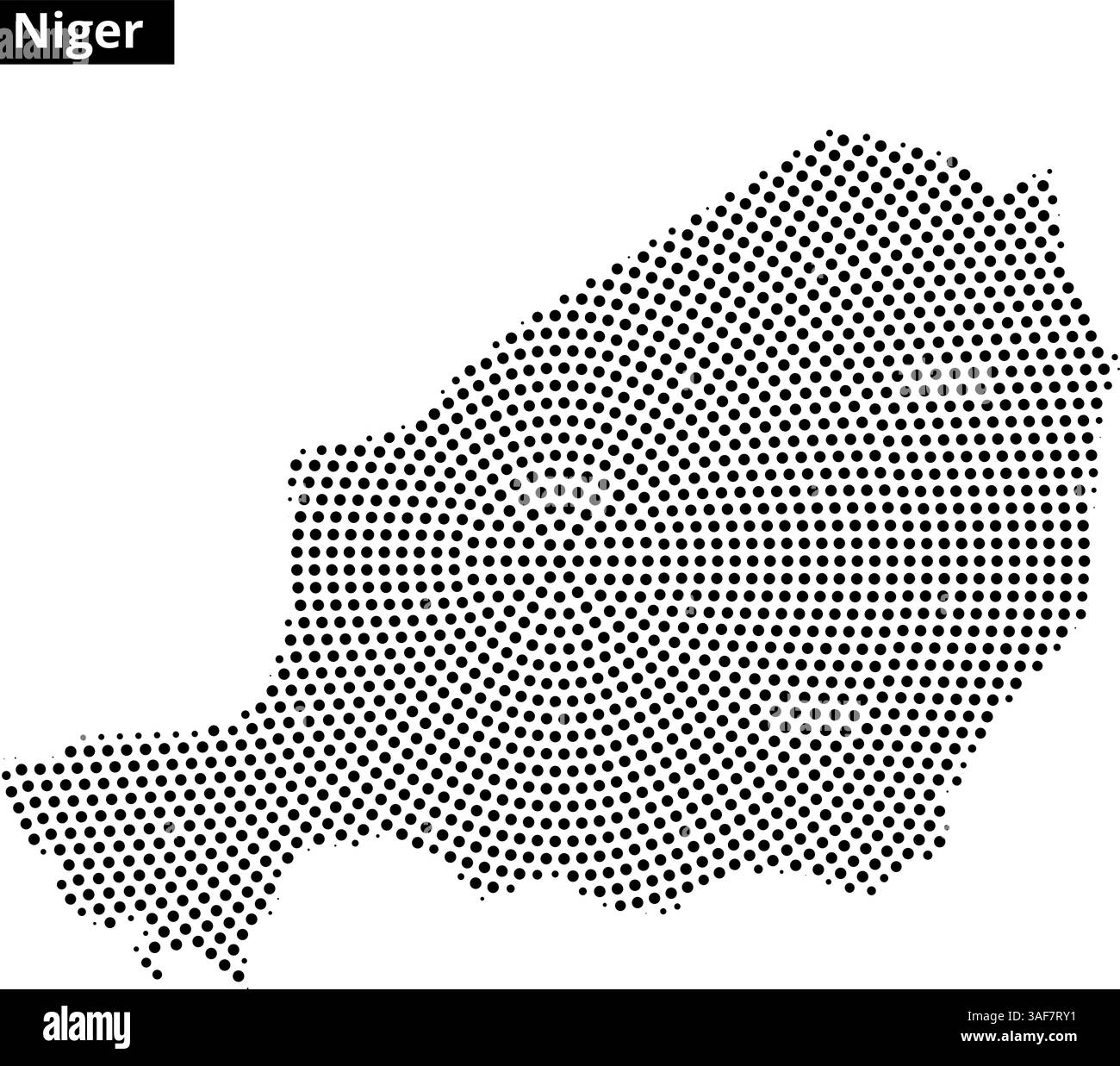 A dotted representation of Niger showcases the country's shape and ...