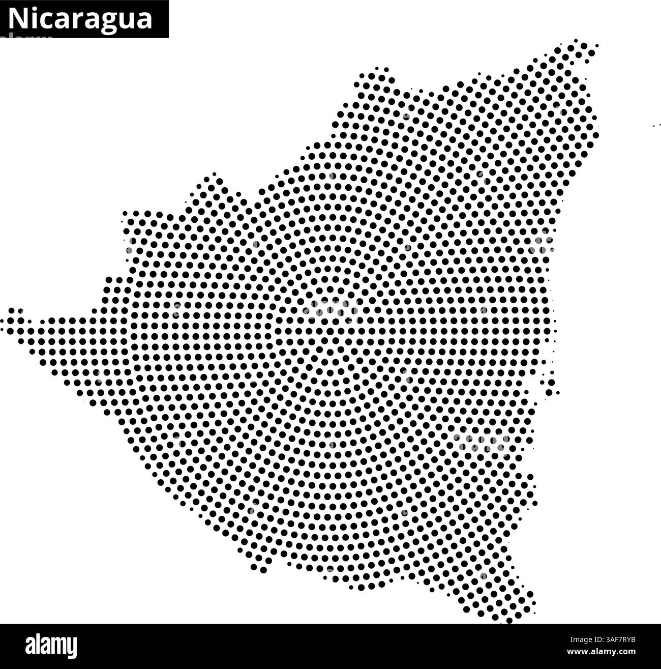 A unique dot pattern map of Nicaragua, highlighting its geographic ...