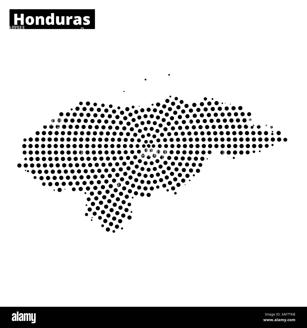 A detailed outline of Honduras created using a dot pattern, emphasizing ...
